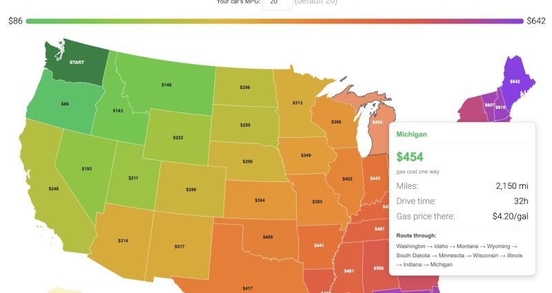 How Much Does Gas Cost To Drive From Washington To Anywhere ...